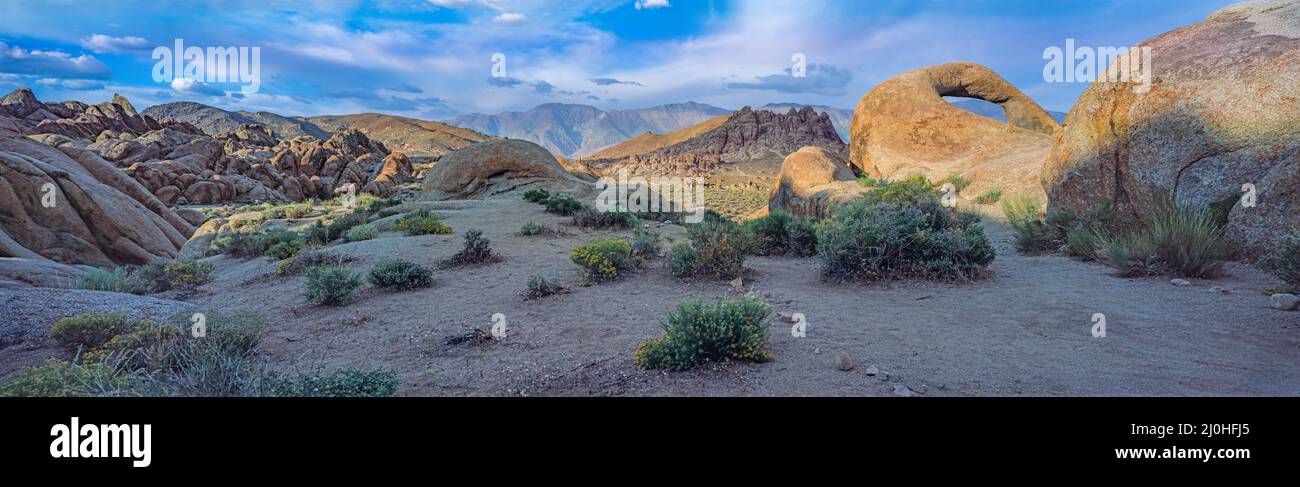 Rocks of the Alabama Hills with the Sierra Nevada in the background ...