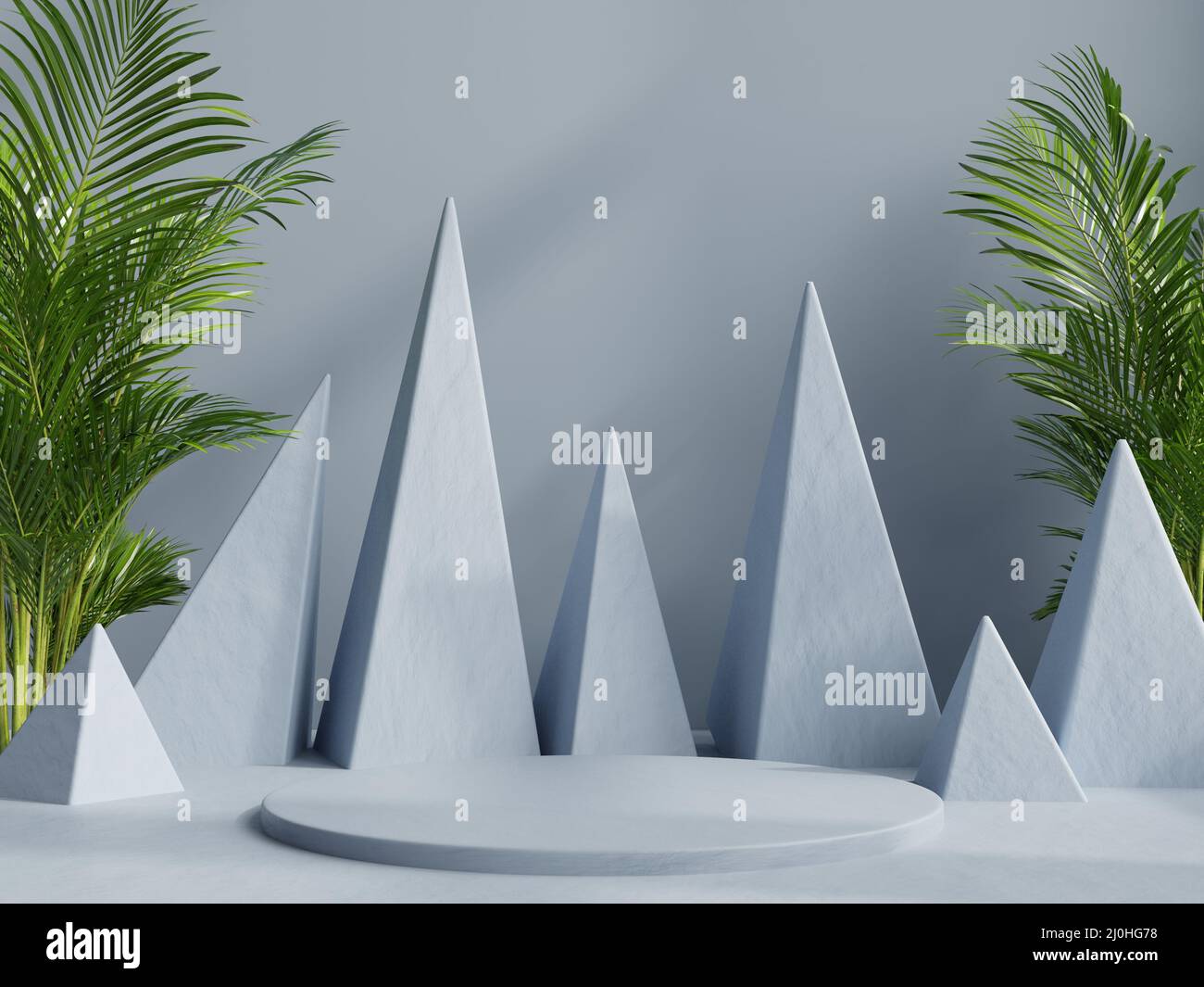 Mockup podium for product presentation with conical blue background.3D ...