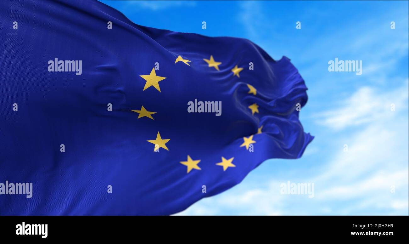 The flag of The European Union flapping in the wind Stock Photo - Alamy