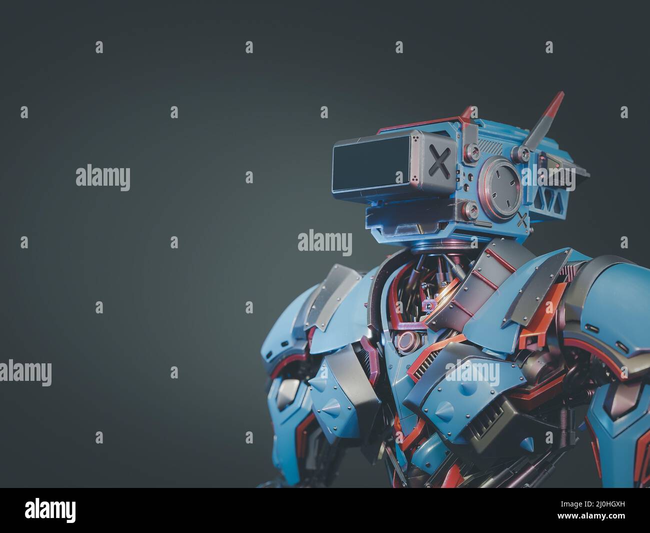 Future robot with metaverse digital cyber world technology.3D rendering ...
