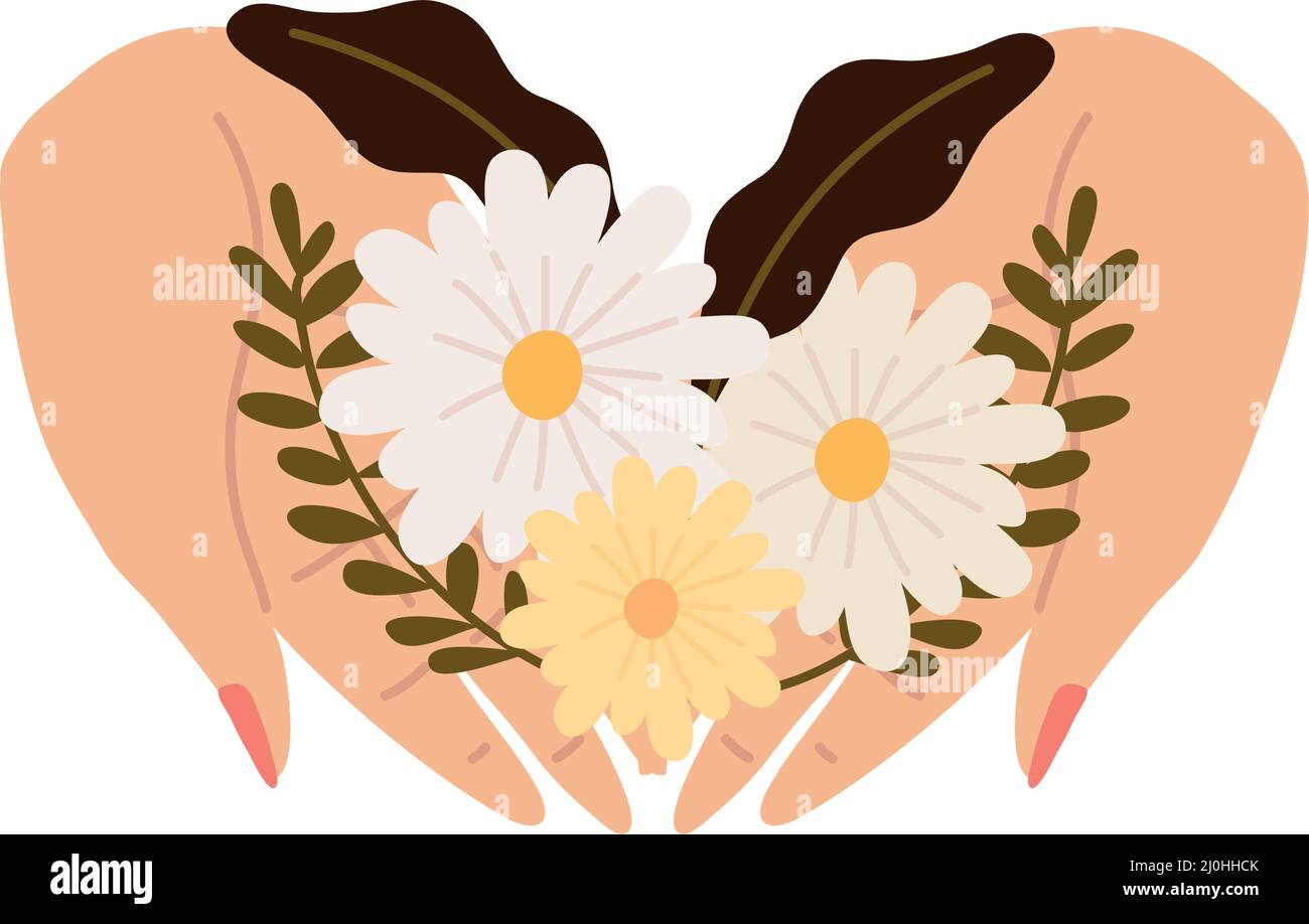 female hands with flowers Stock Vector Image & Art - Alamy