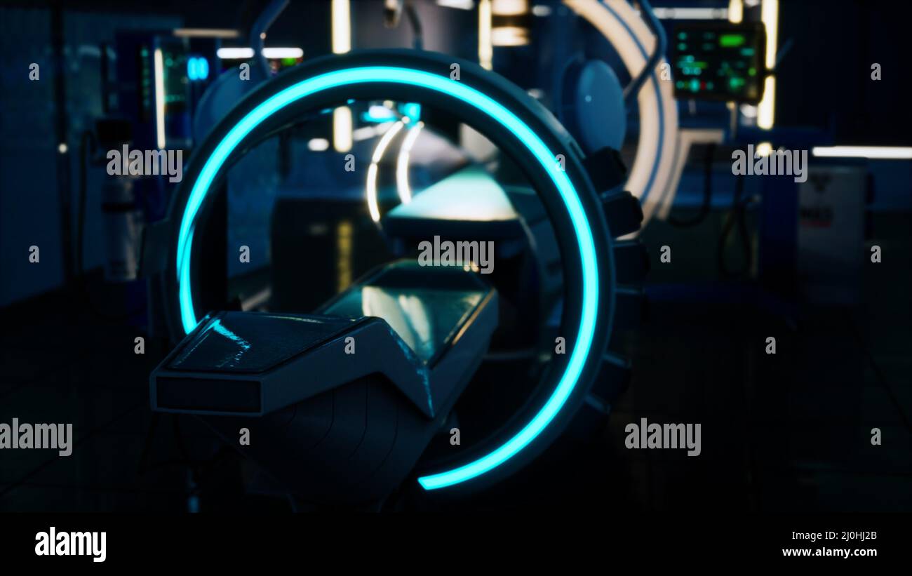 Futuristic sci fi MRI Scanner medical equipments in hospital Stock ...