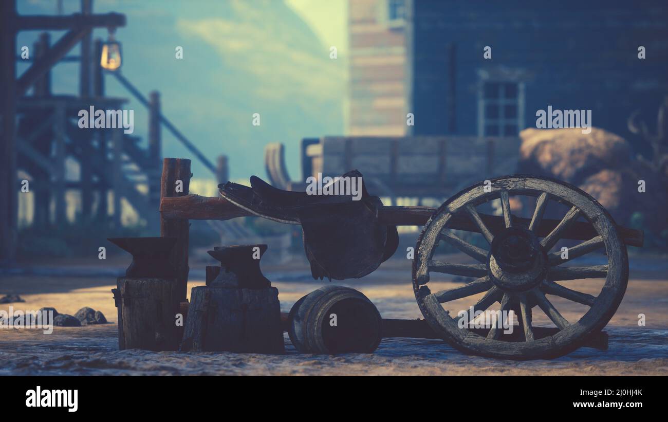 Old American wild western style town Stock Photo - Alamy