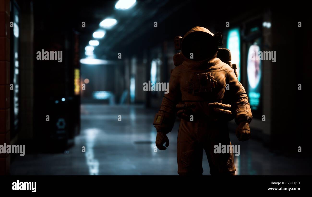 Astronaut at underground metro subway Stock Photo - Alamy