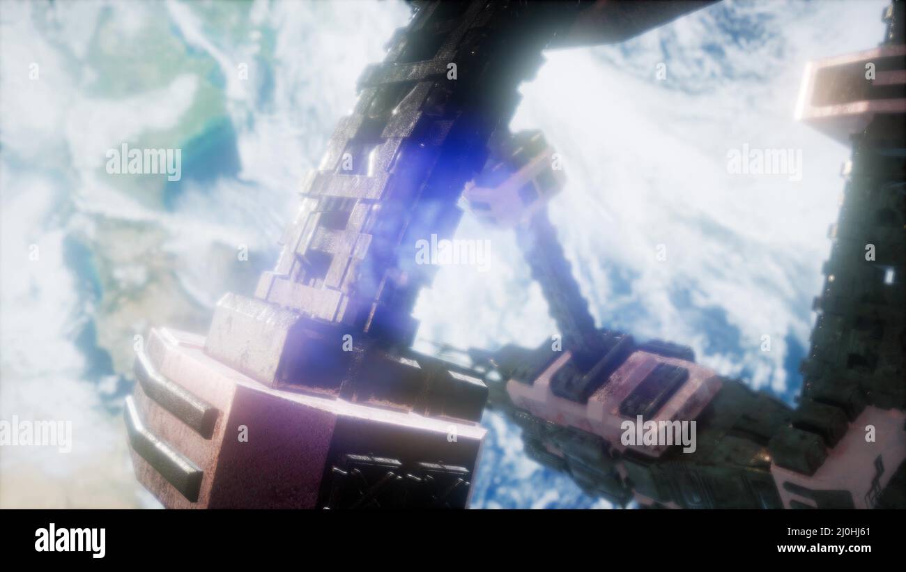 Space Station And Earth. 3D Animation Stock Photo - Alamy