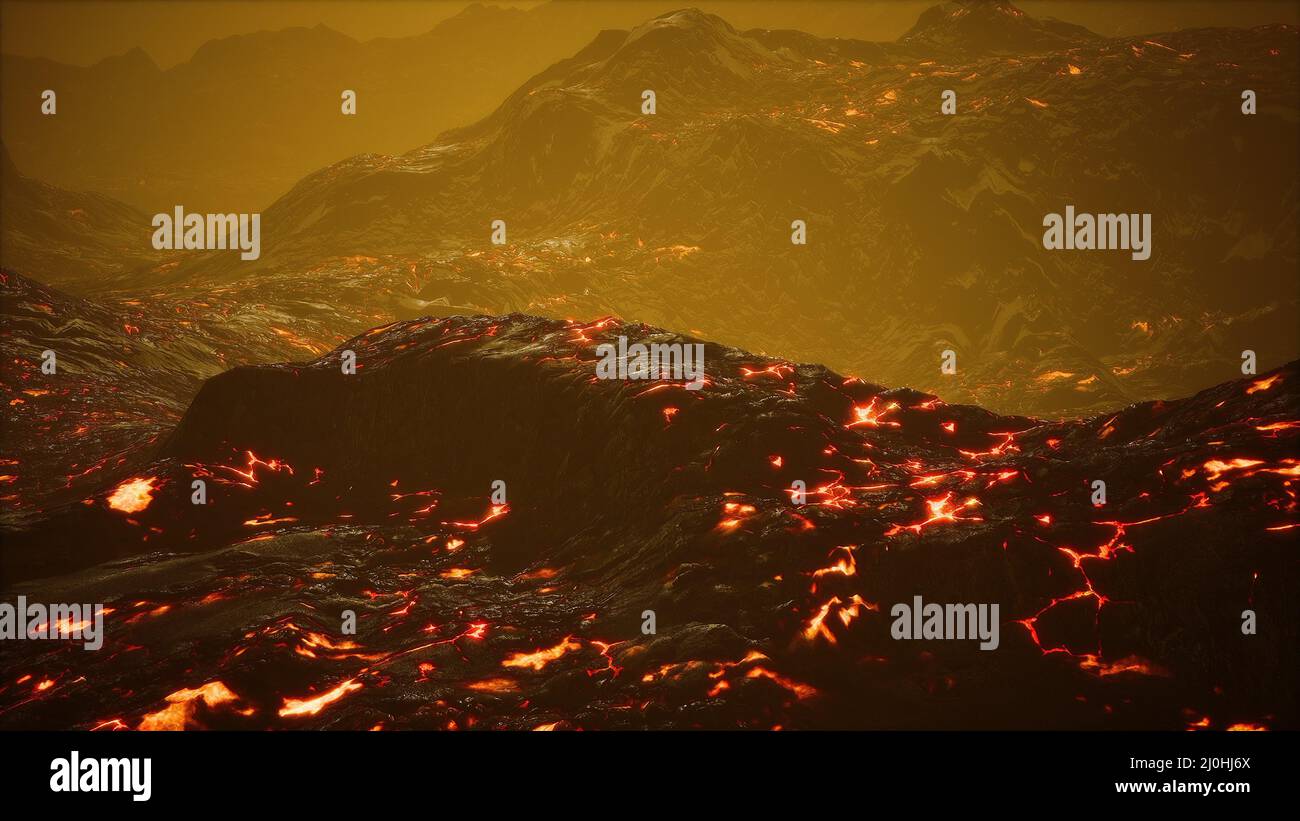 Lava fields and hills at active volcano Stock Photo - Alamy