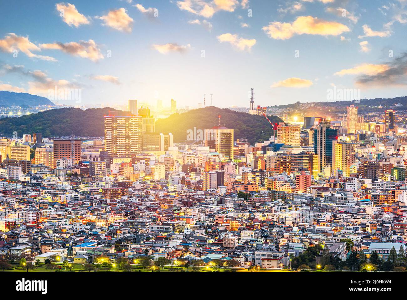 Shizuoka City, Japan downtown skyline at sunset Stock Photo - Alamy