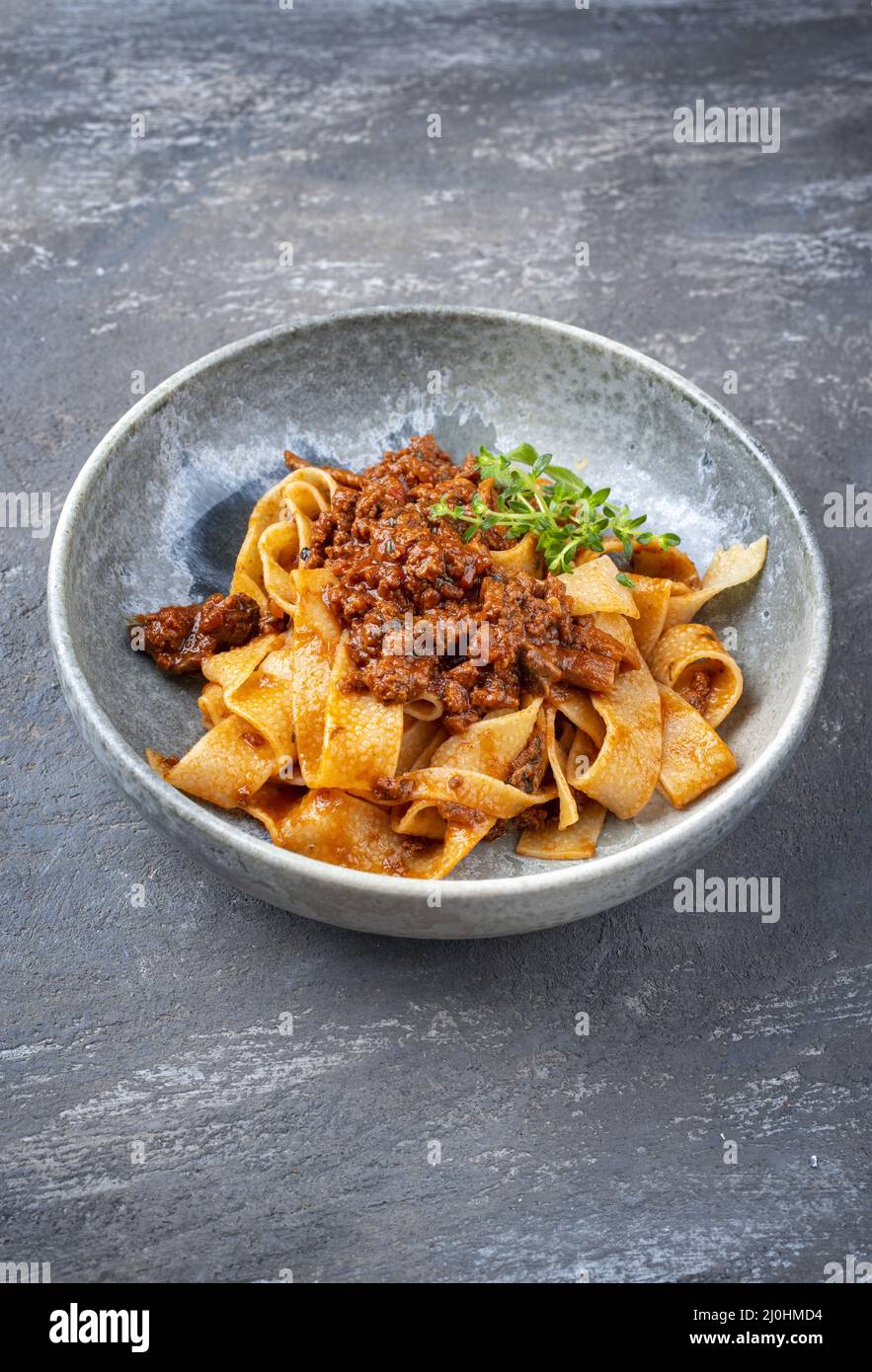 Modern style traditional Italian ragu alla bolognese sauce with ...