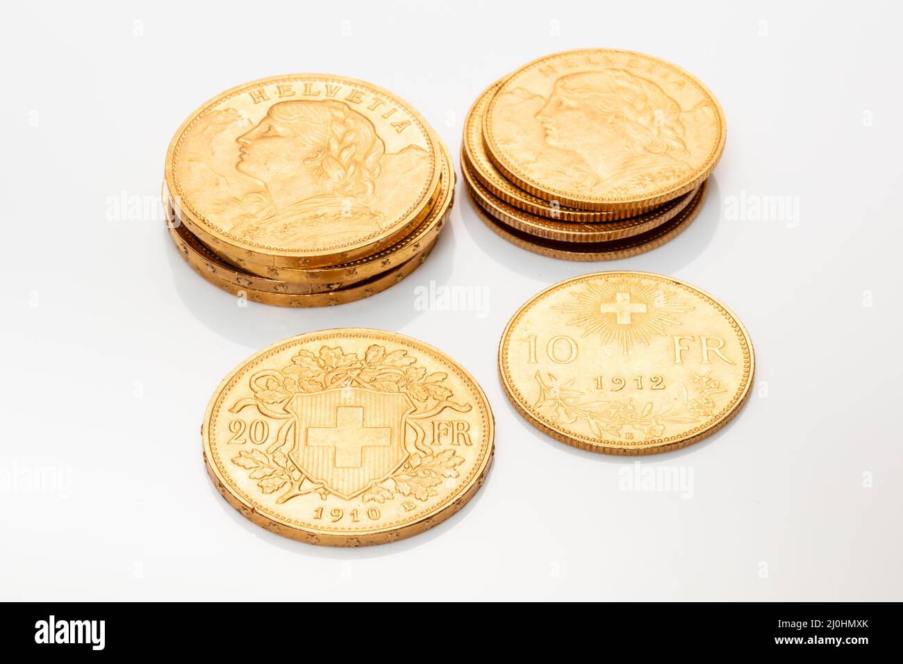 Antique gold Swiss coins - Swiss Vrenely Stock Photo - Alamy