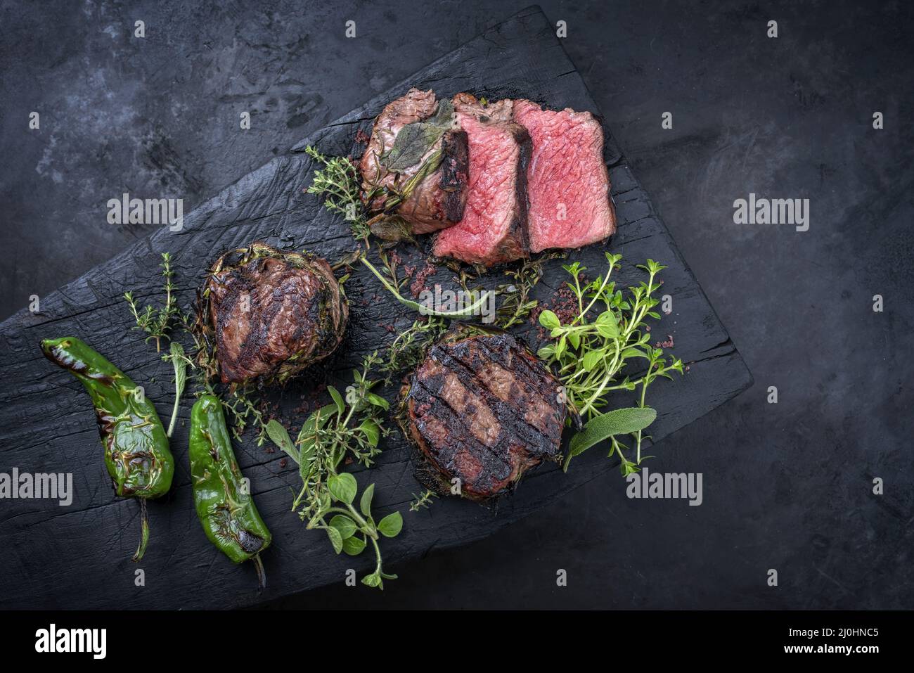 Traditional barbecue dry aged angus medaillon beef filet steak natural ...