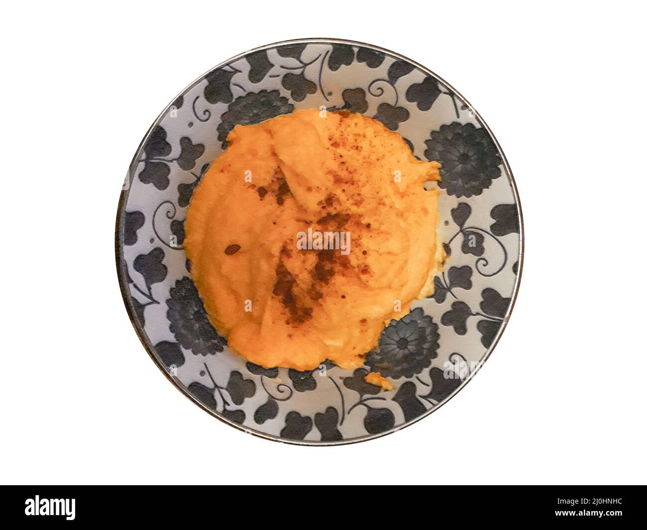 Humus on Small Plate Top View Isolated Photo Stock Photo - Alamy