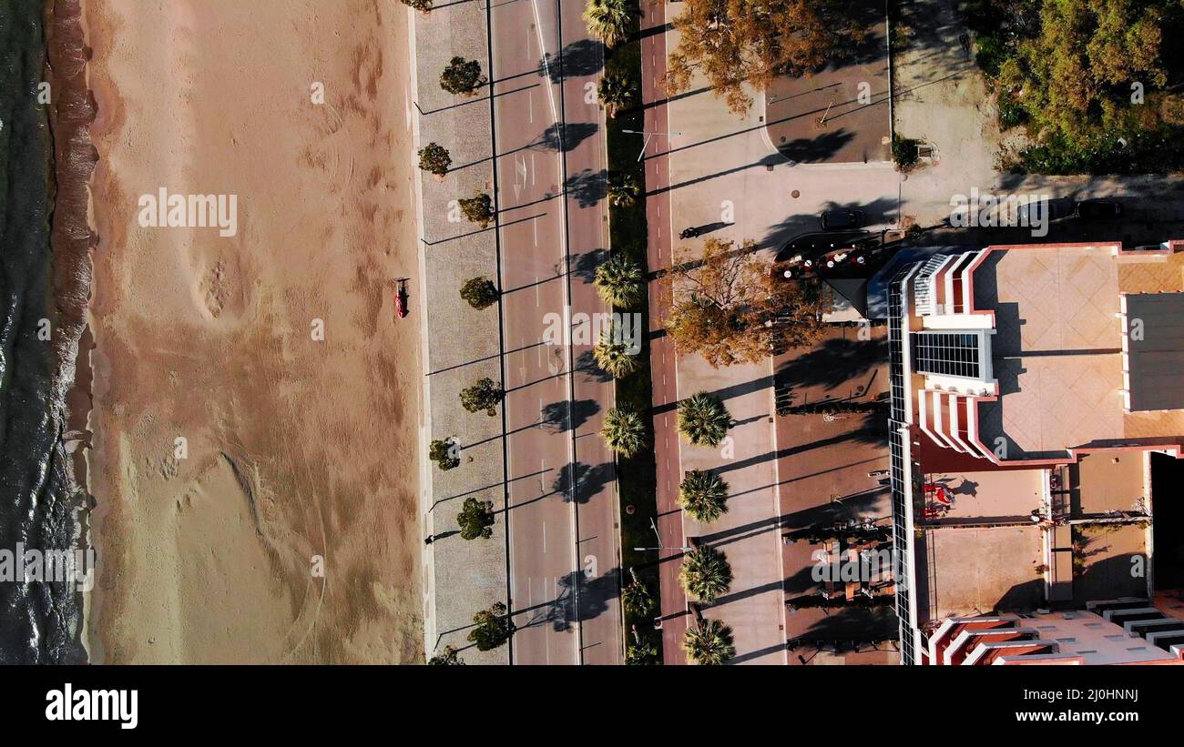 Top down view of road and palm tree Stock Photo - Alamy