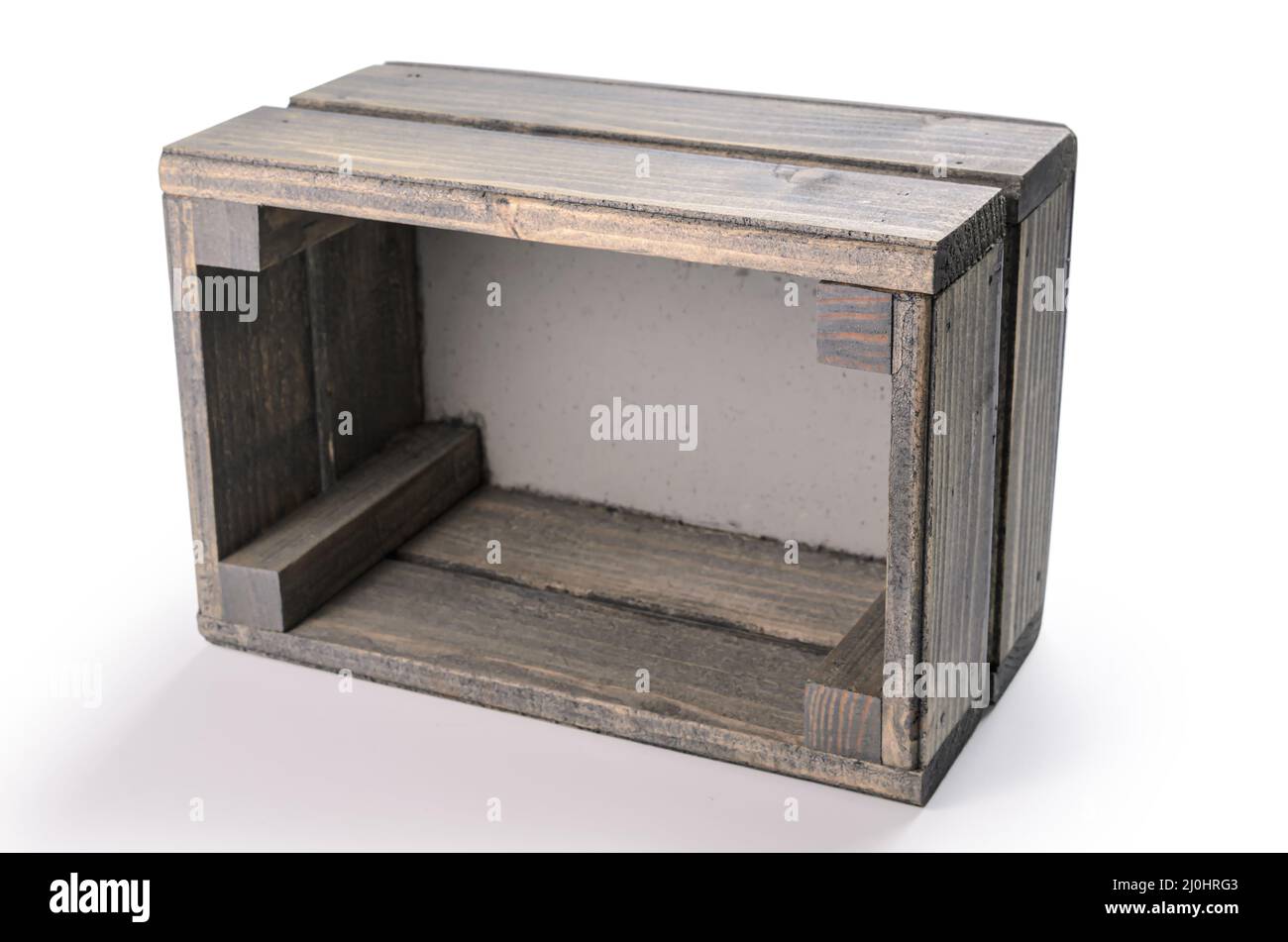 Decorative wooden box on white background with soft shadow Stock Photo ...