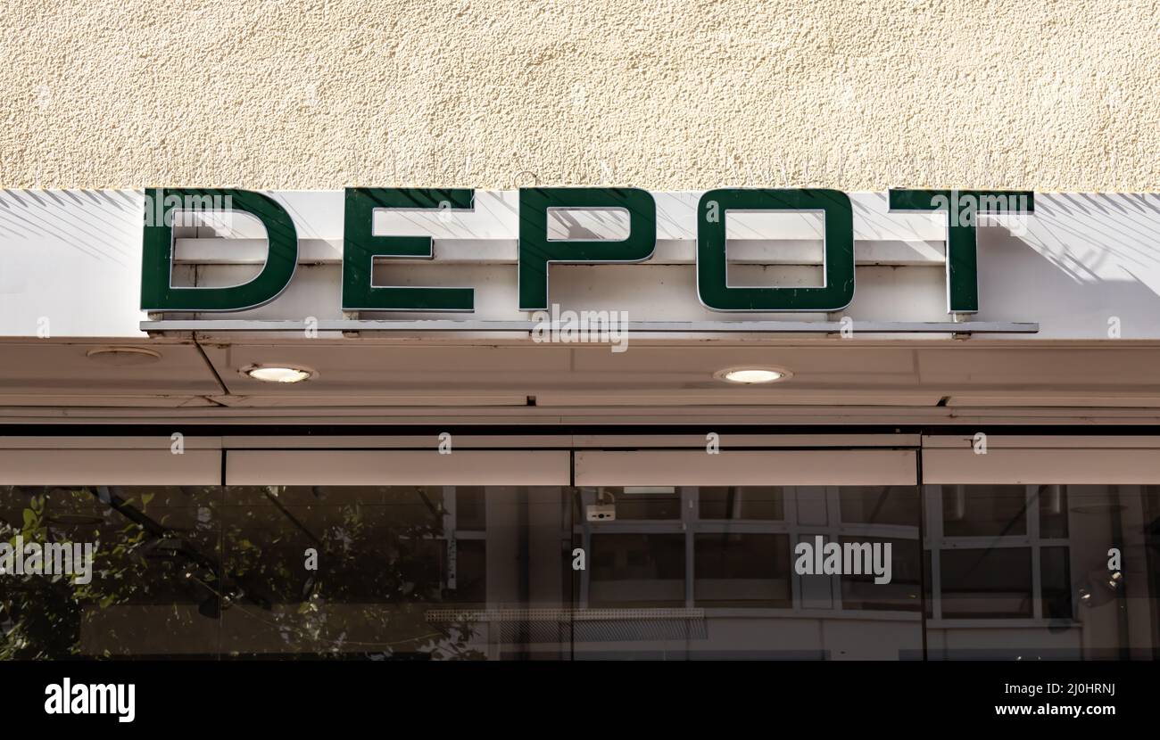 GIESSEN, GERMANY 2021-09-21: DEPOT LOGO on a facade. Depot is a ...