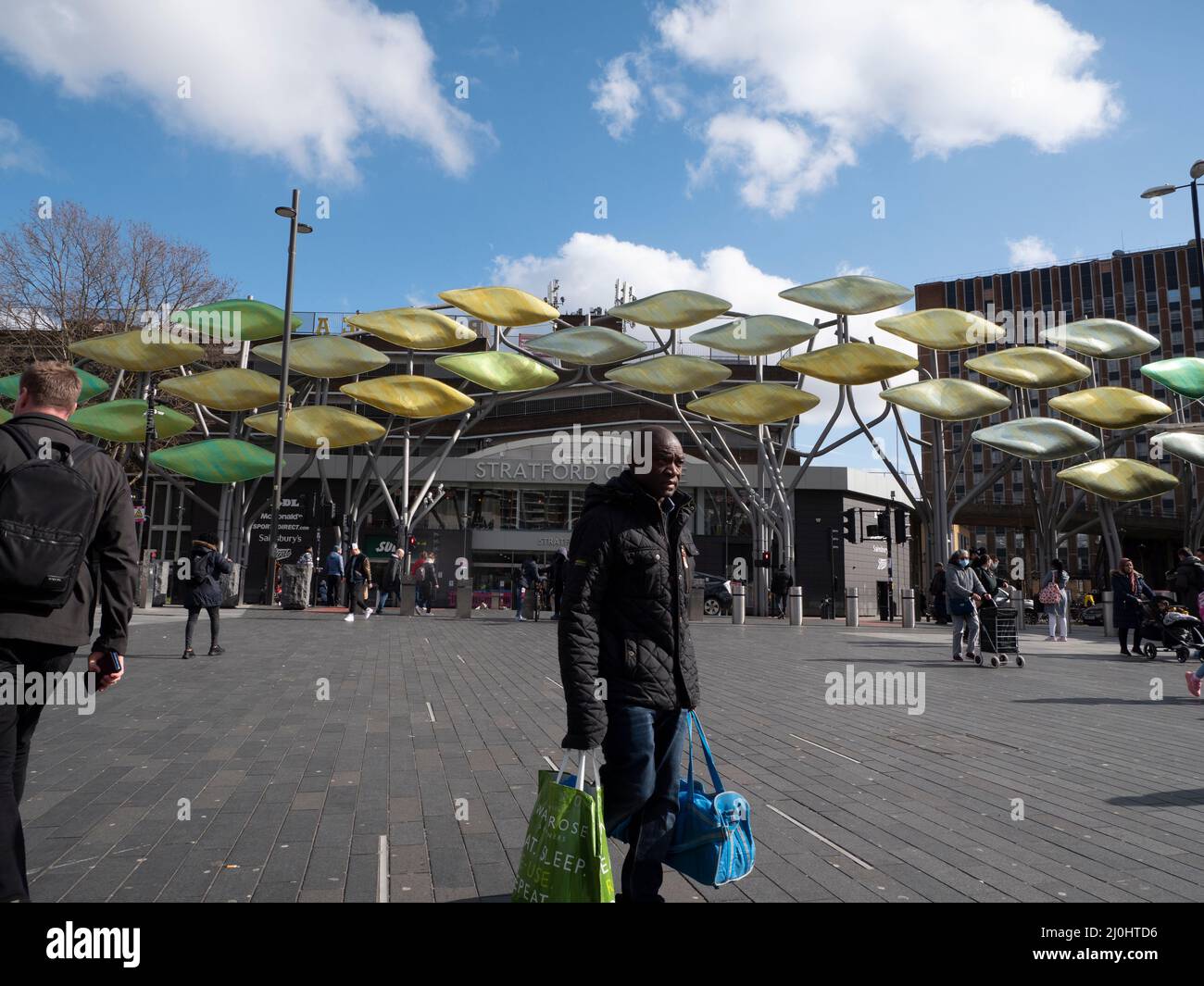 Stratford London UK, Stratford centre shopping mall with The Shoal ...