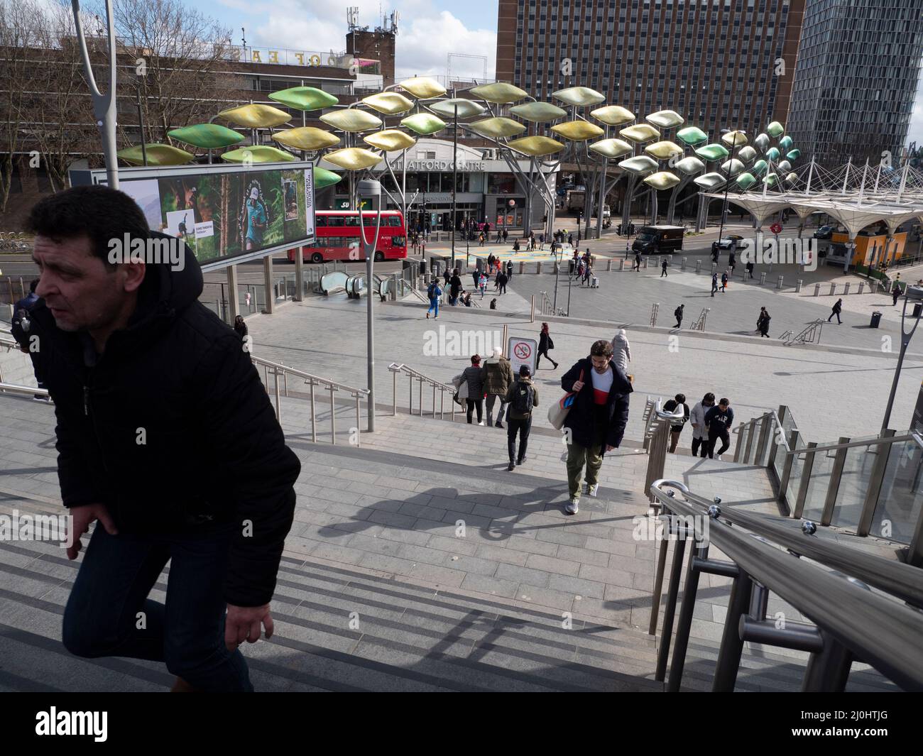 Stratford London UK, Stratford centre shopping mall with The Shoal ...