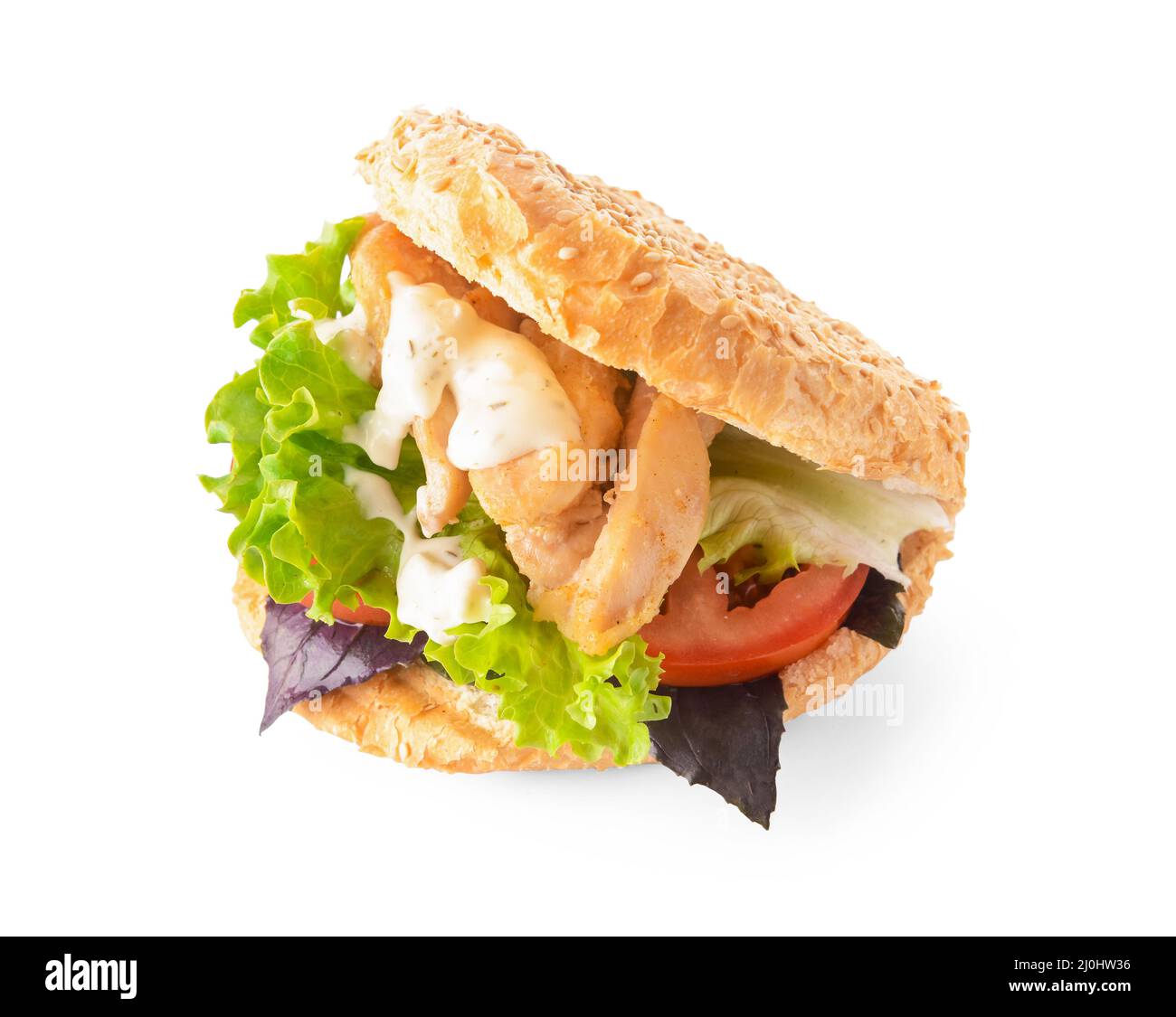 Fresh doner kebab in bun on white background Stock Photo - Alamy