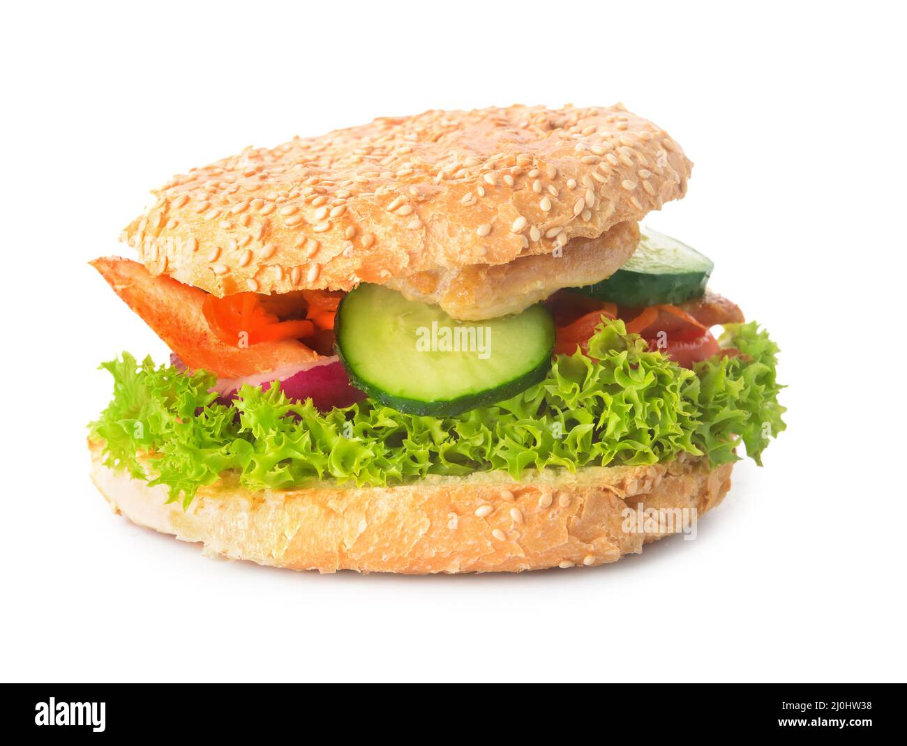 Fresh doner kebab in bun on white background Stock Photo - Alamy
