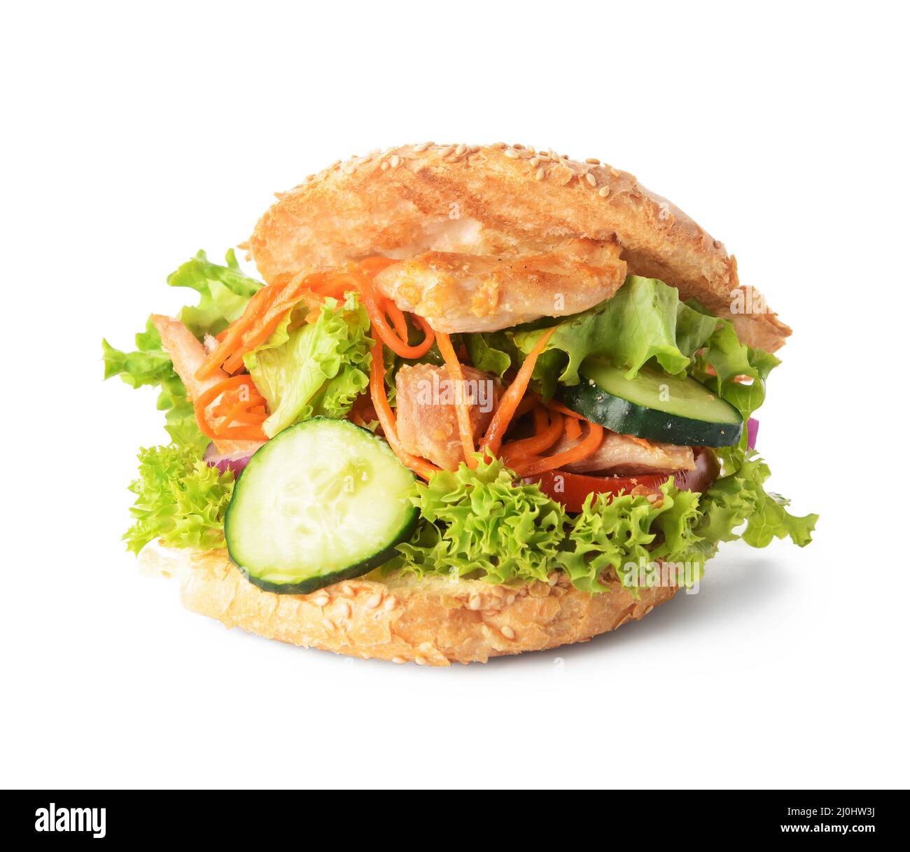 Fresh doner kebab in bun on white background Stock Photo - Alamy