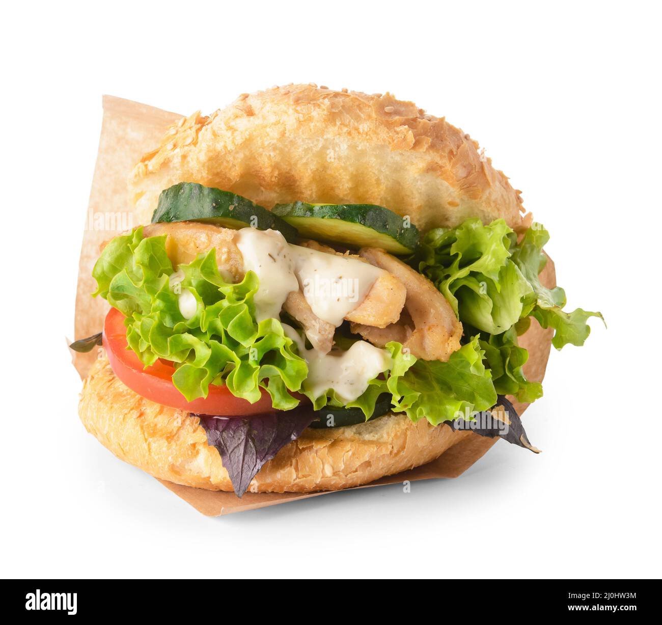 Fresh doner kebab in bun on white background Stock Photo - Alamy
