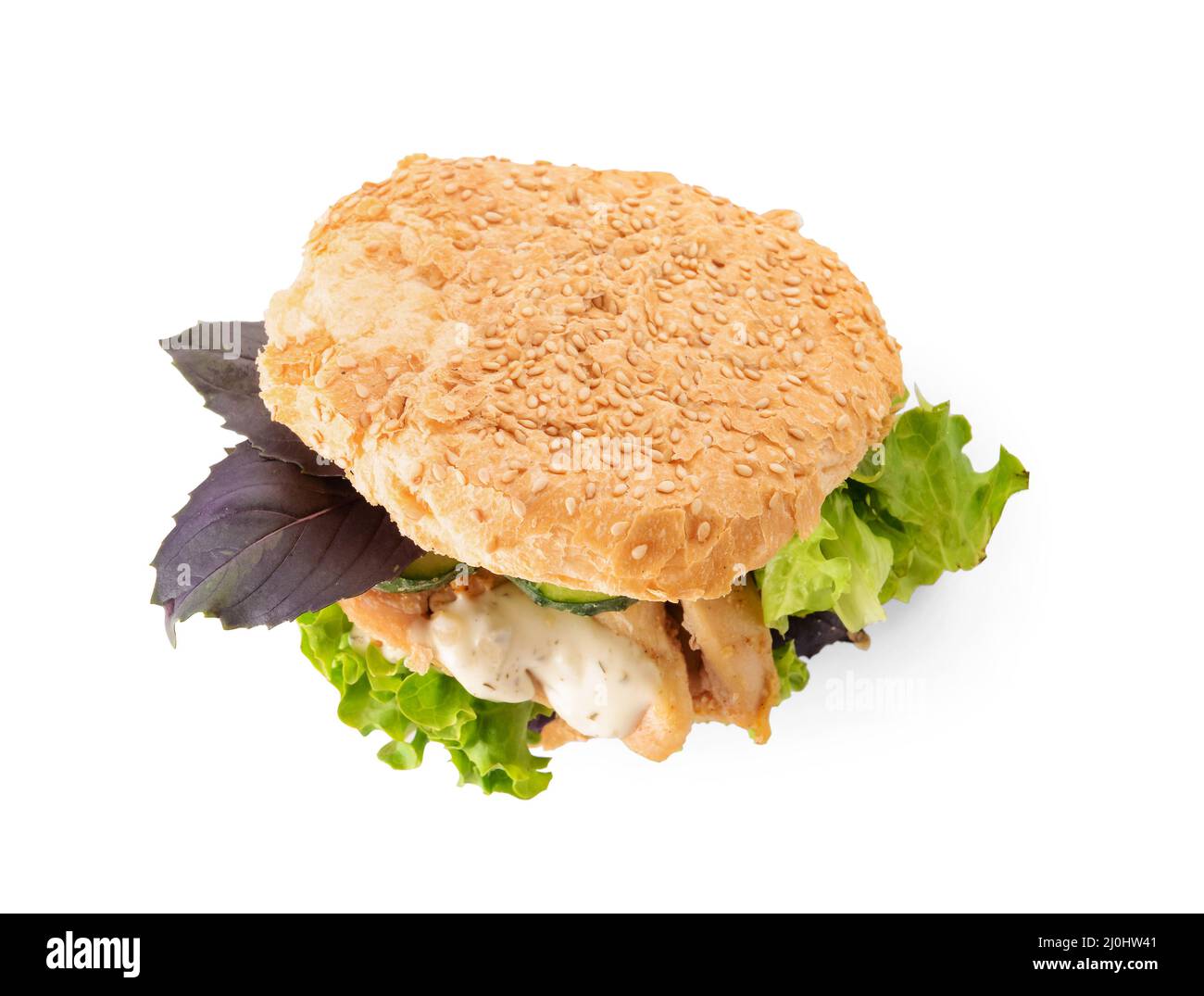 Fresh doner kebab in bun on white background Stock Photo - Alamy