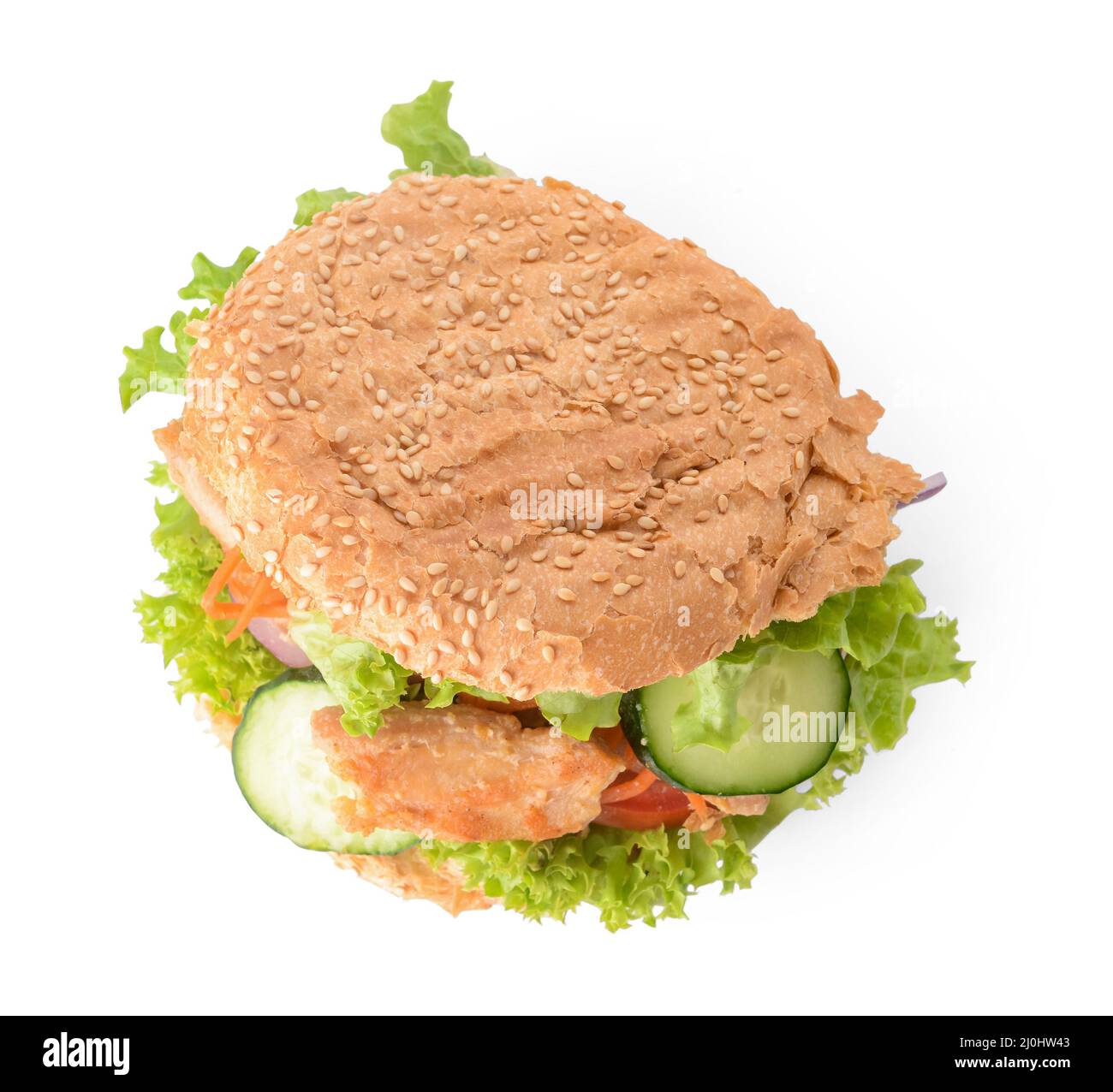 Fresh doner kebab in bun on white background Stock Photo - Alamy