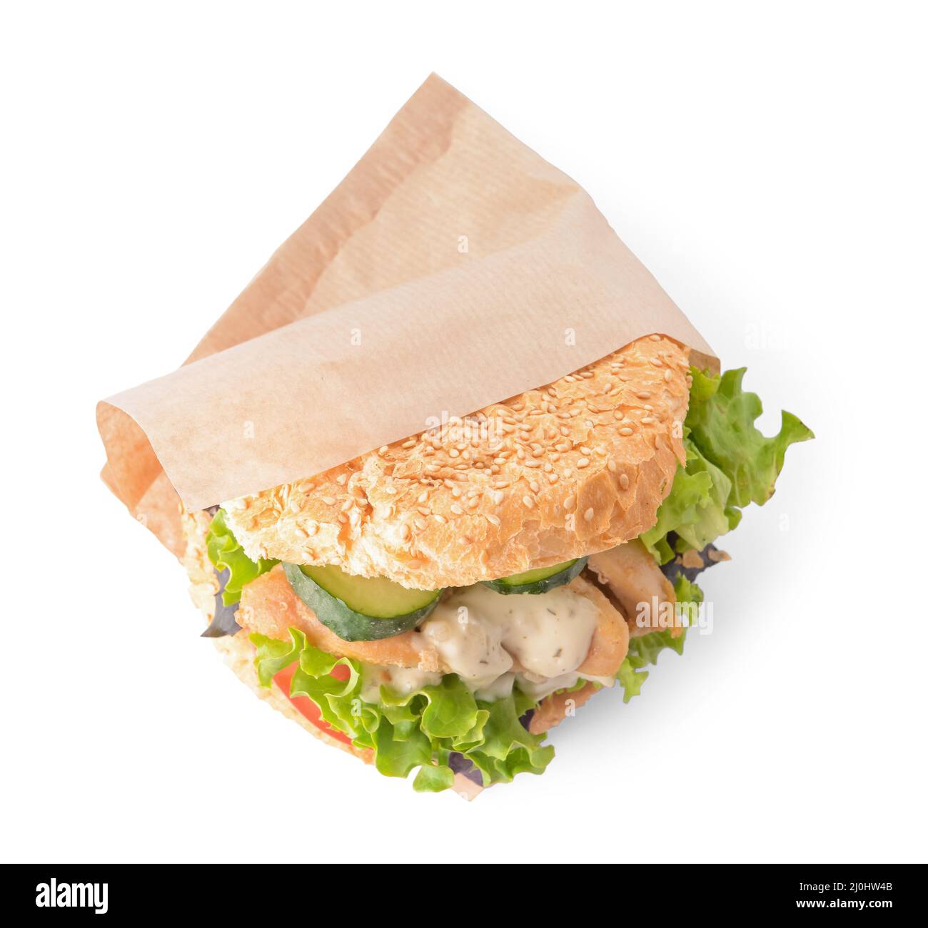 Fresh doner kebab in bun on white background Stock Photo - Alamy