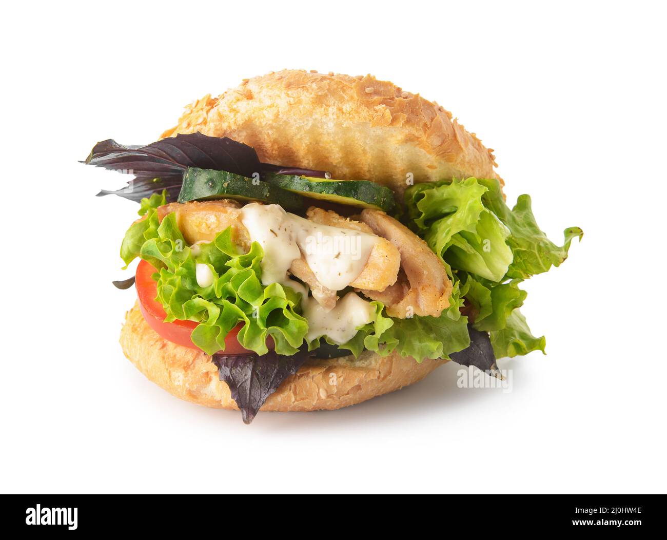Fresh doner kebab in bun on white background Stock Photo - Alamy