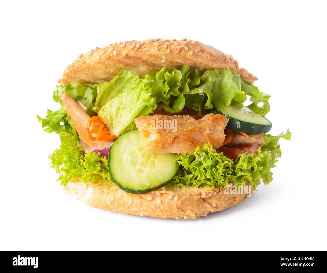 Fresh doner kebab in bun on white background Stock Photo - Alamy