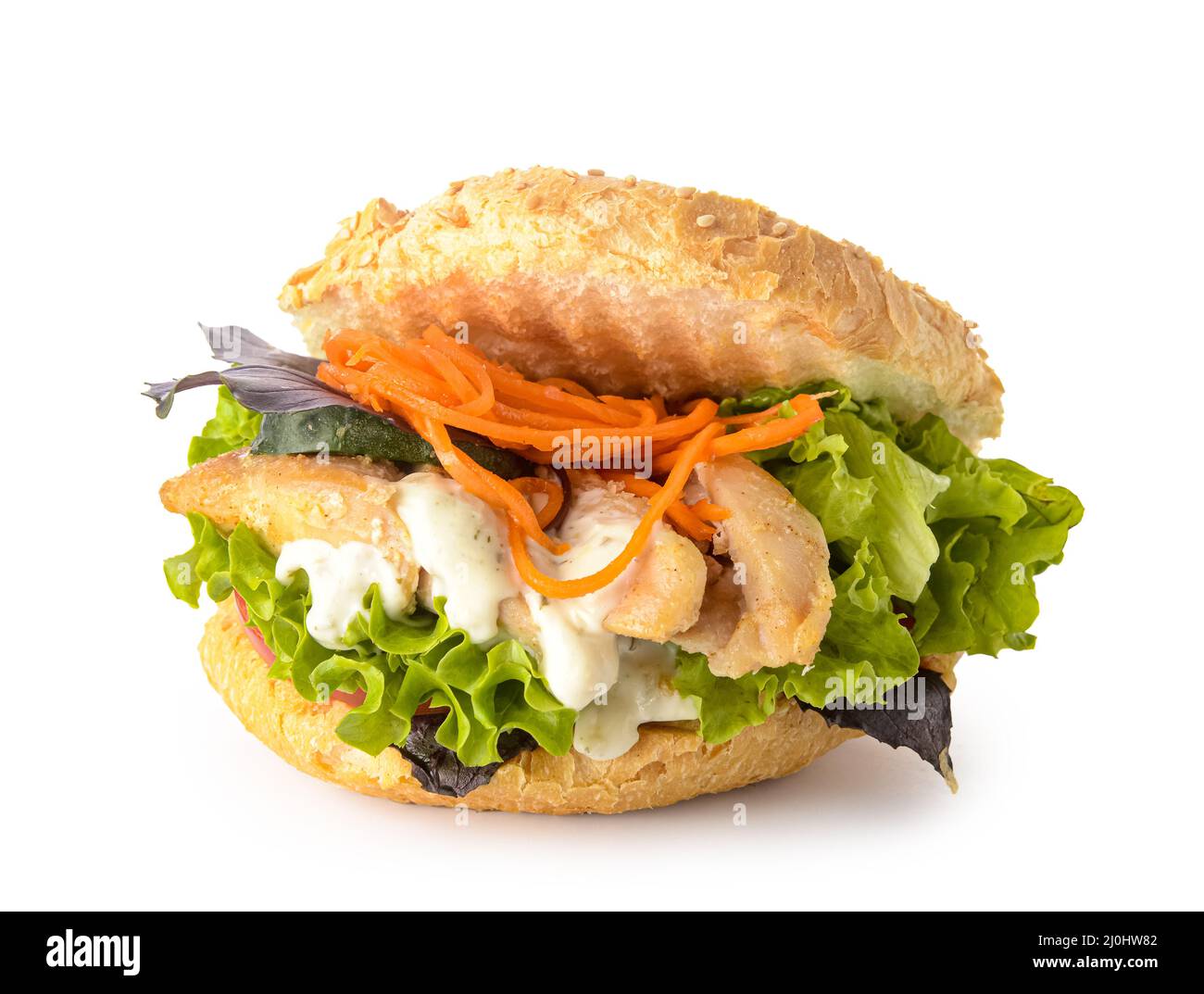 Fresh doner kebab in bun on white background Stock Photo - Alamy