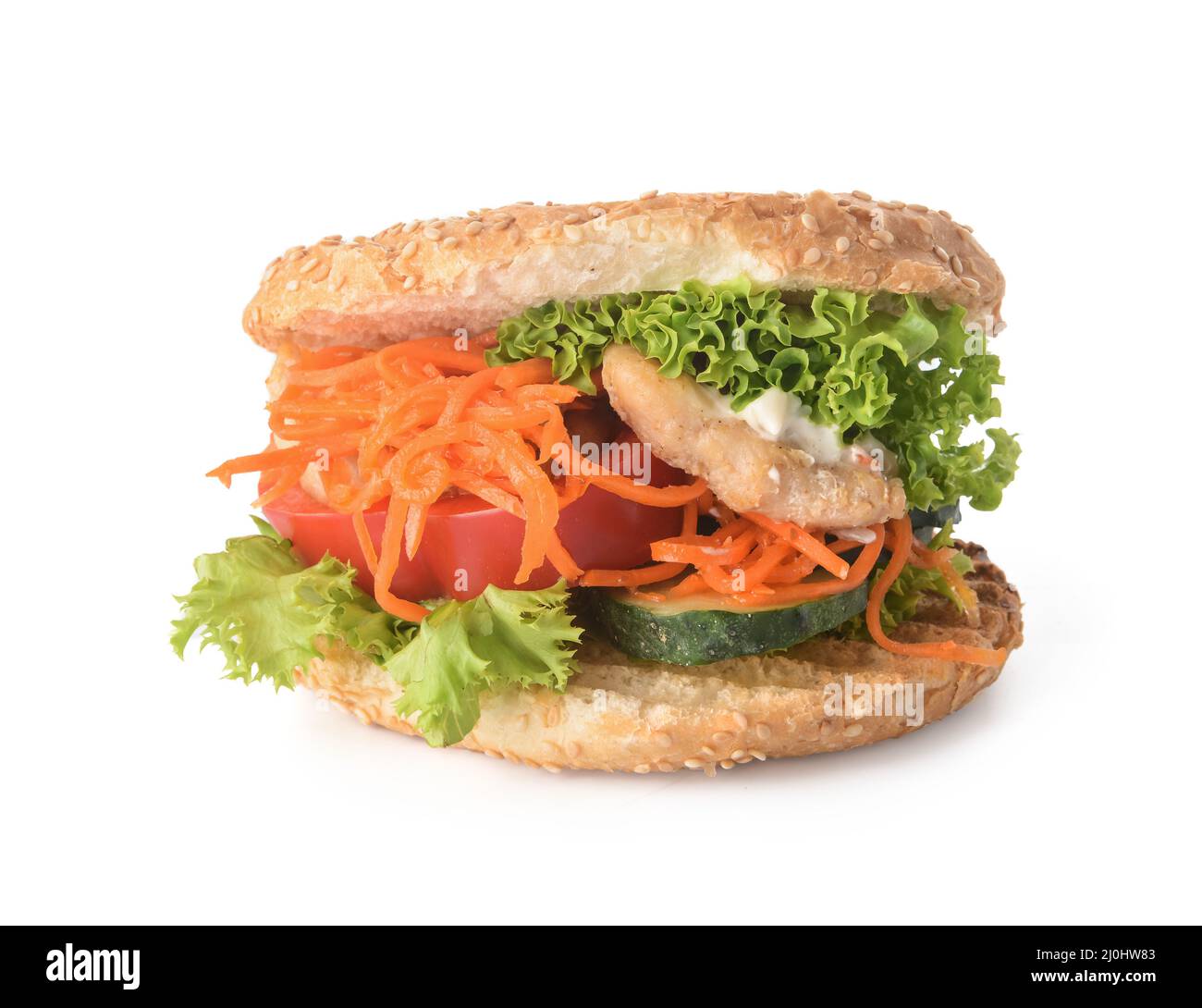 Fresh doner kebab in bun on white background Stock Photo - Alamy