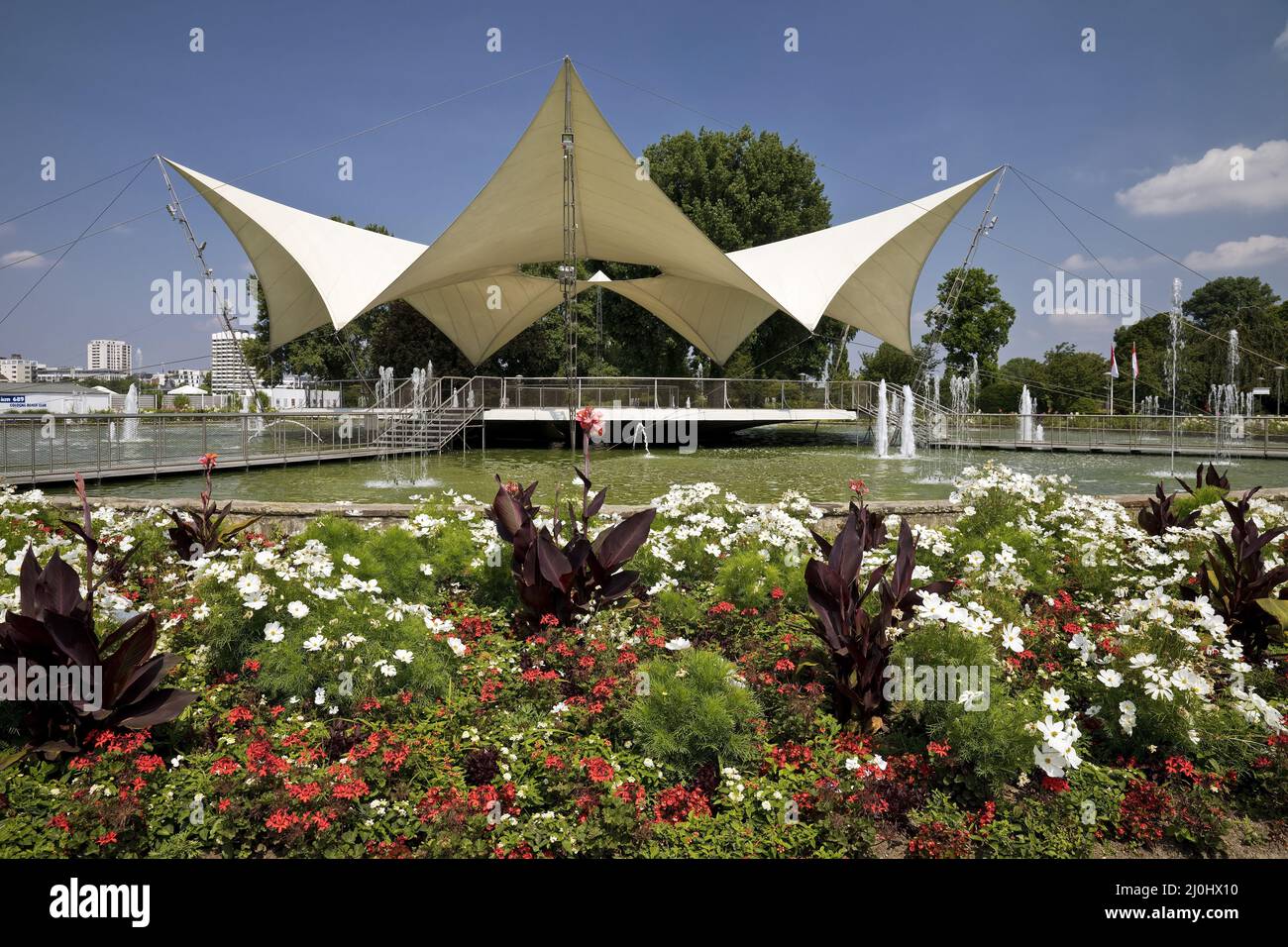 Star wave tent, Tanzbrunnen, Cologne, Rhineland, North Rhine-Westphalia ...