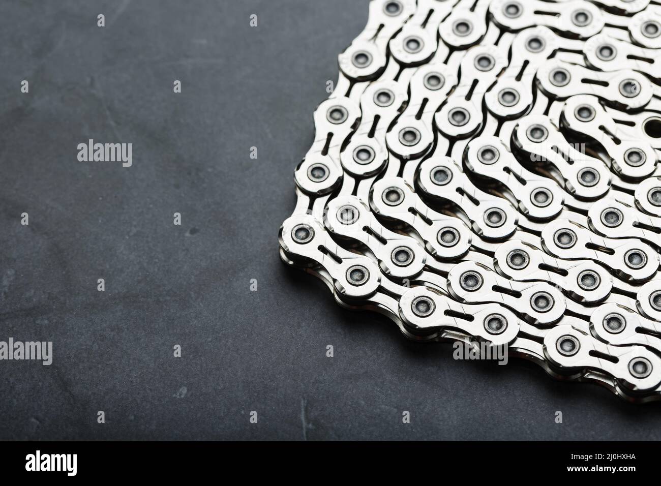 Shiny mountain bike chain on dark background with free space Stock ...