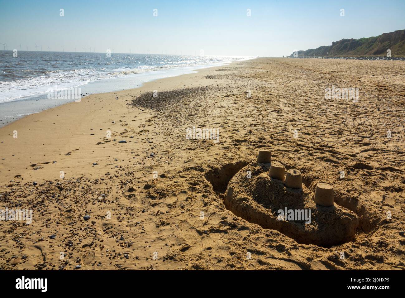 Sand castle on beach, California Norfolk, UK Stock Photo - Alamy