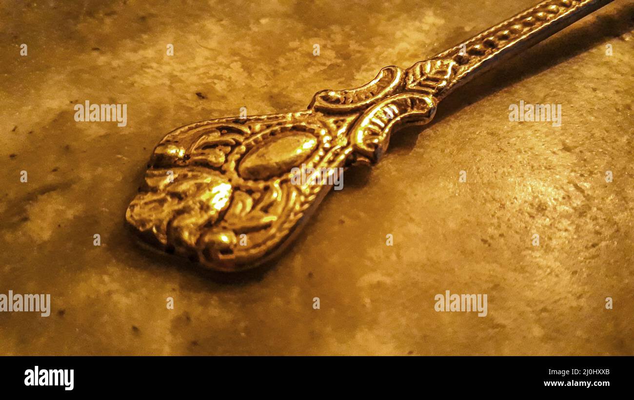 Metal Ornated Spoon Detail View Stock Photo - Alamy