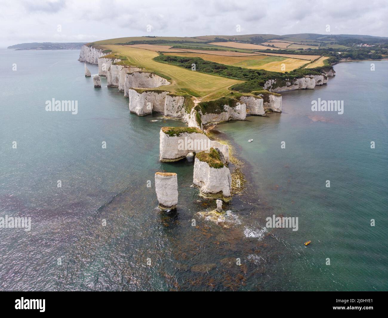Aerial view of the historic Old Harry Rocks in England Stock Photo - Alamy