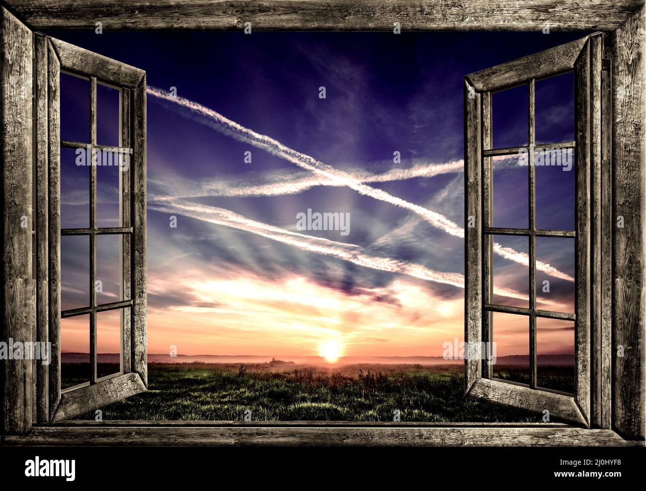 Open window cloud sun Stock Photo - Alamy