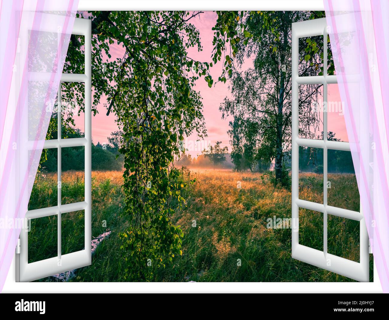 Sunrise view from the window Stock Photo - Alamy