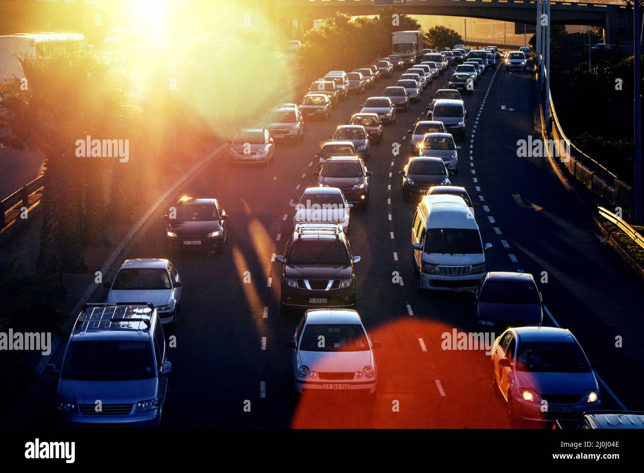 Getting home slowly. Shot of a traffic on the motorway Stock Photo - Alamy