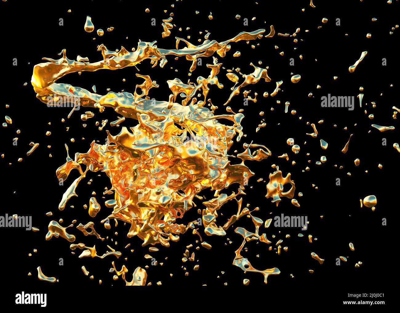 Digitally rendered abstract splash of gold, 3D Illustration Stock Photo ...