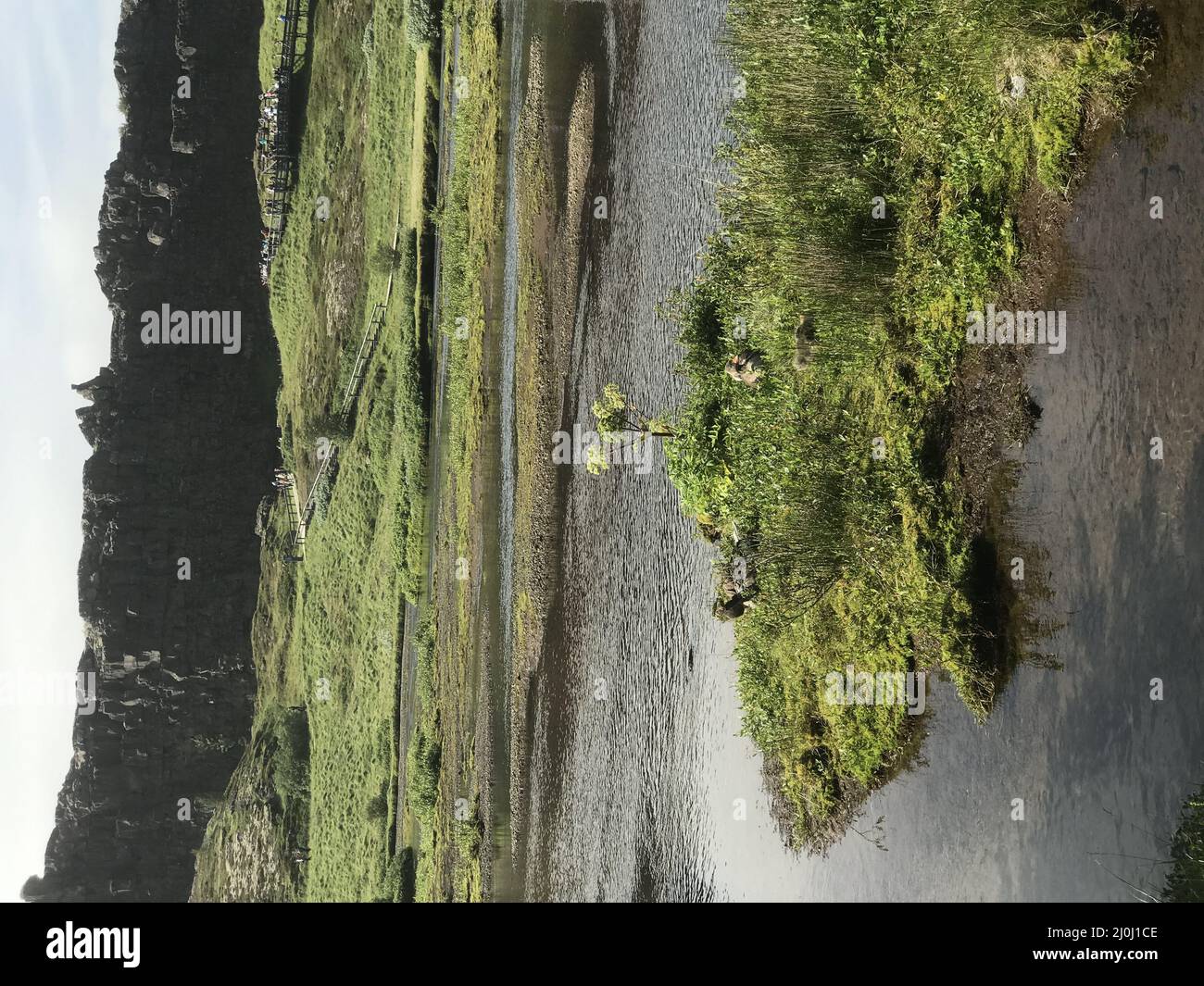 Vertical landscape of beautiful field and pond Stock Photo - Alamy