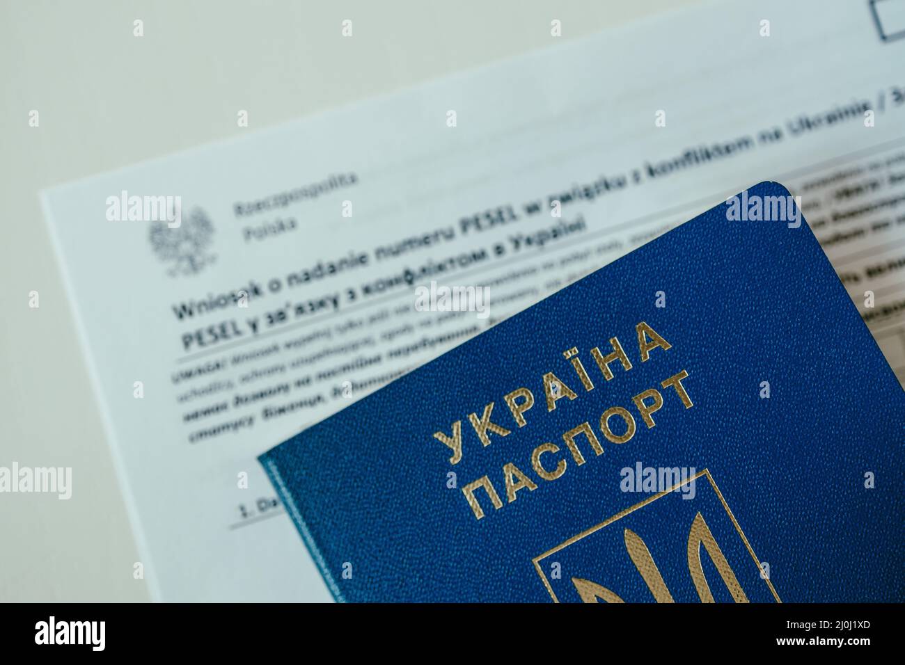 PESEL document, Ukrainian passport on white background. National ...