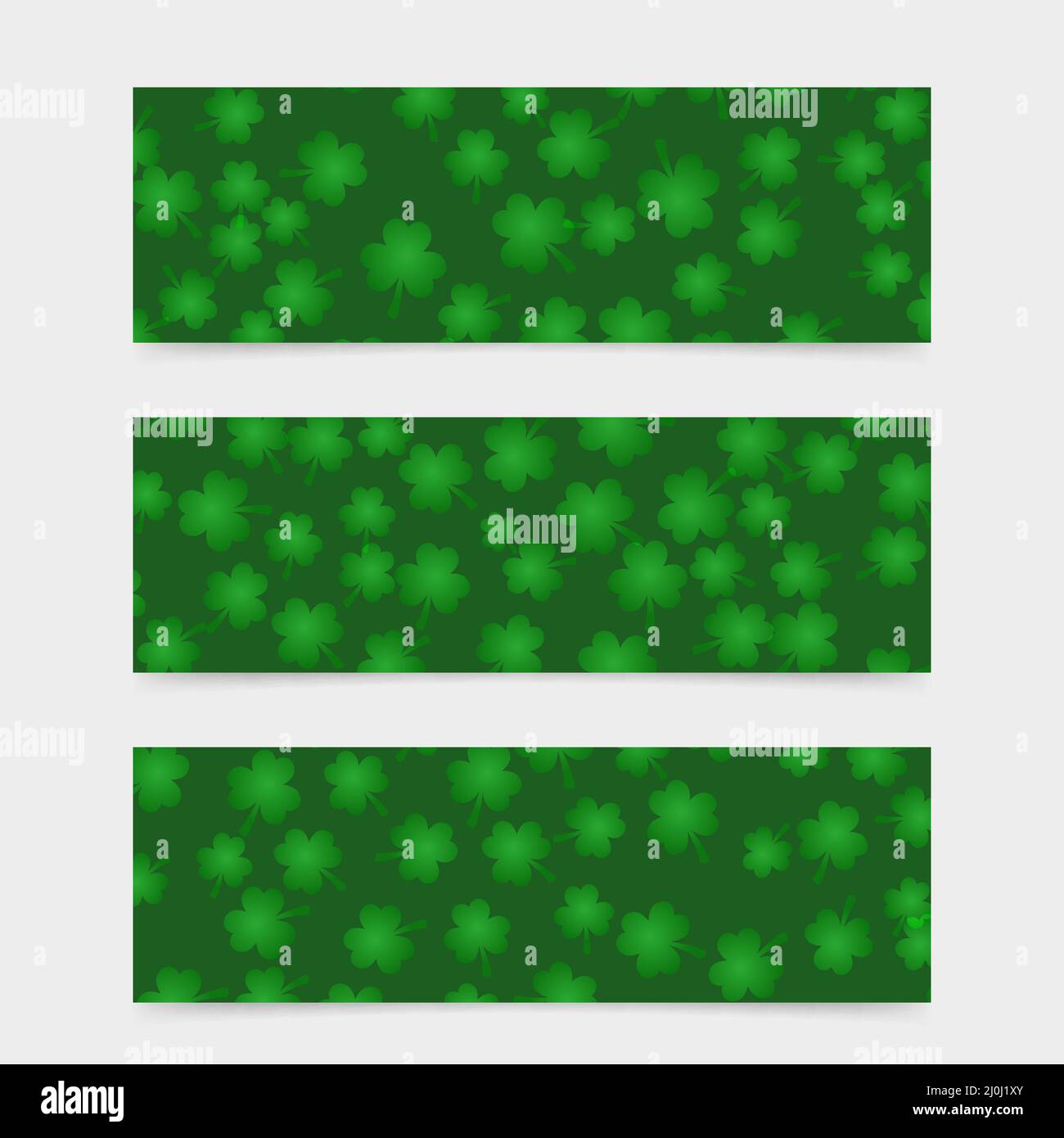 Green shamrock leaves vector background. Set of 3 banners for St ...