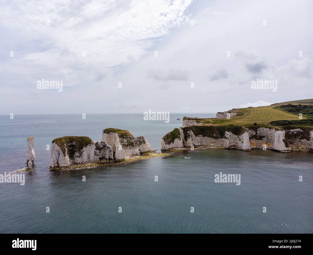 Aerial view of the historic Old Harry Rocks in England Stock Photo - Alamy
