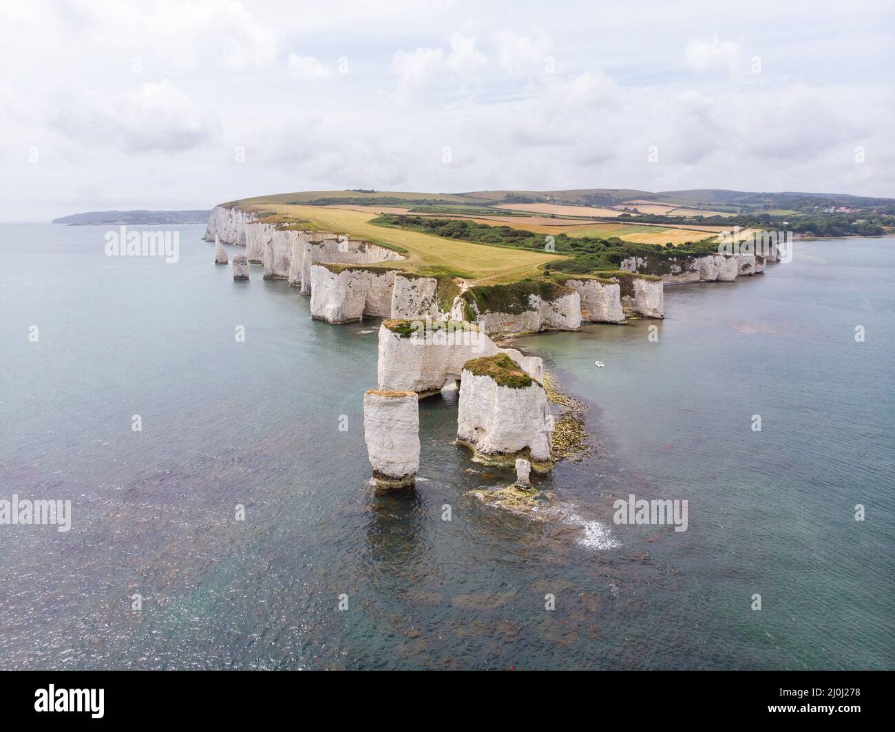 Aerial view of the historic Old Harry Rocks in England Stock Photo - Alamy