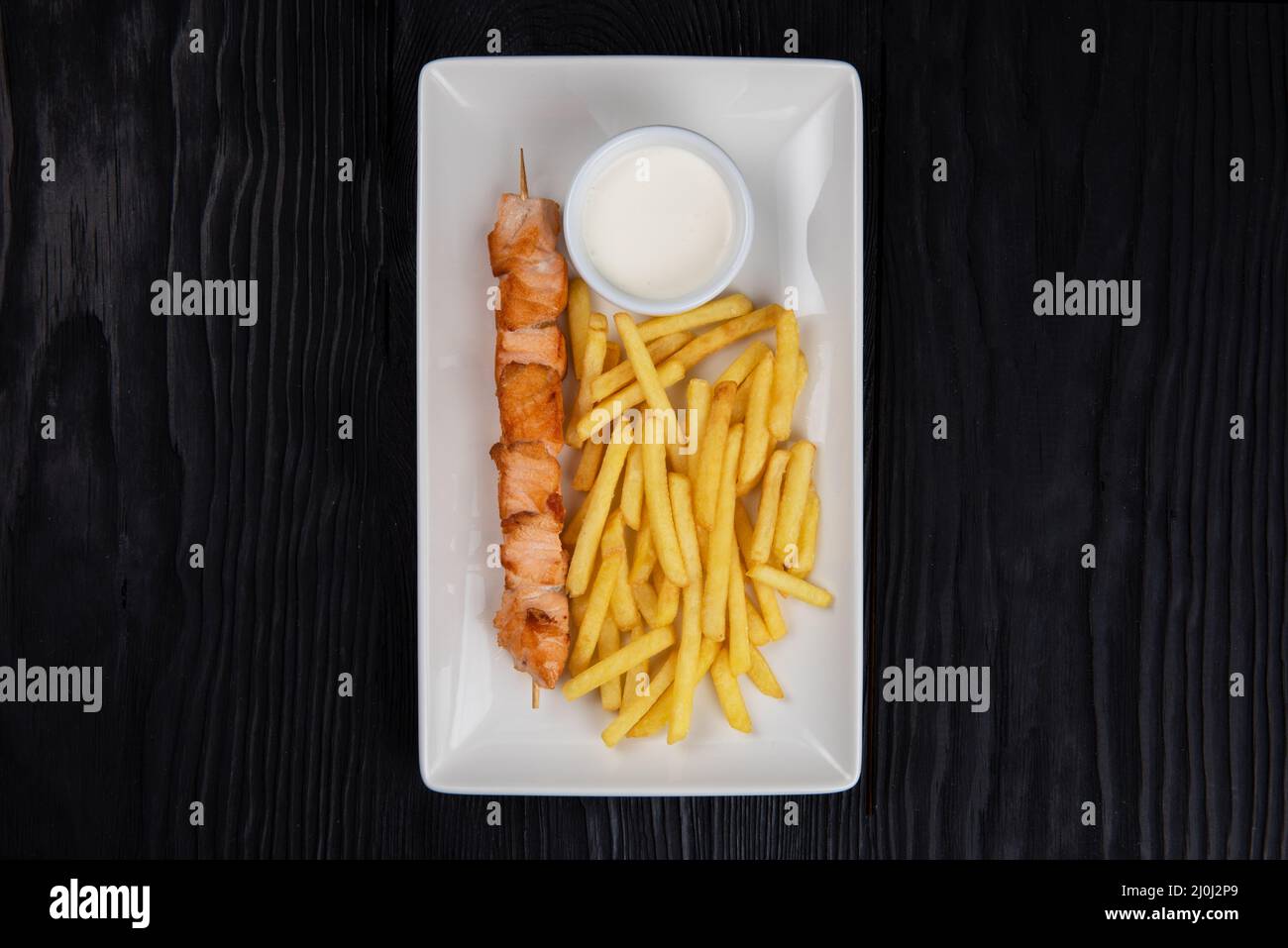 Grilled salmon fish shashlik Stock Photo - Alamy