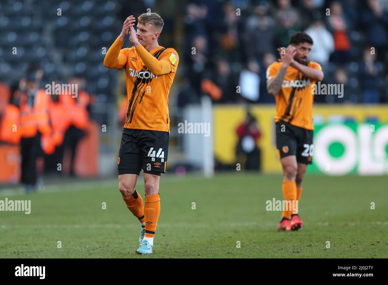 Marcus Forss #44 of Hull City applauds the home crowd at the end of the ...