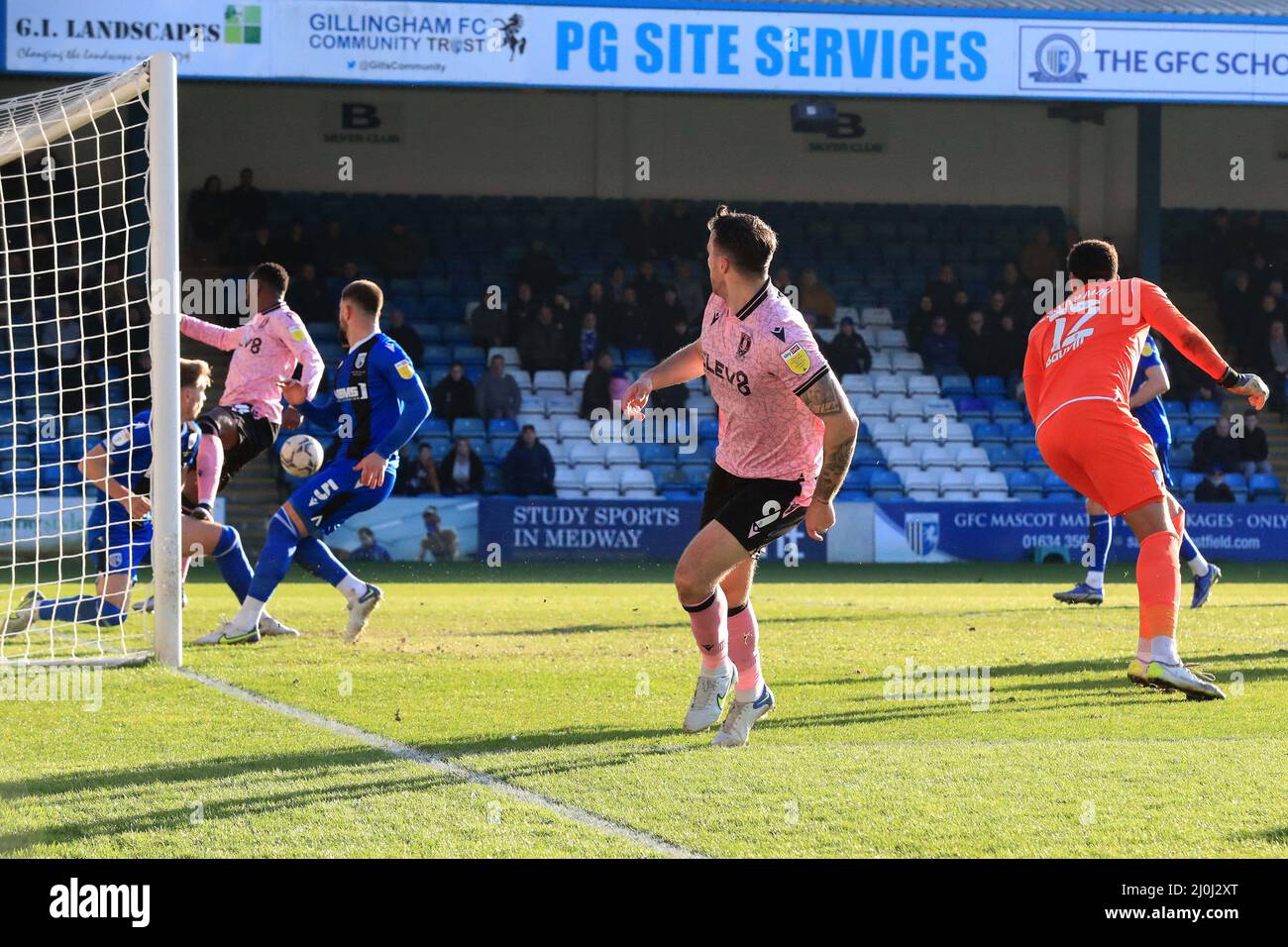 Lee Gregory #9 of Sheffield Wednesday looks on as his chance is cleared ...