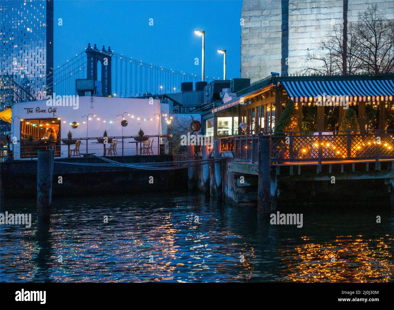 River Cafe at dusk in DUMBO Brooklyn NYC Stock Photo - Alamy