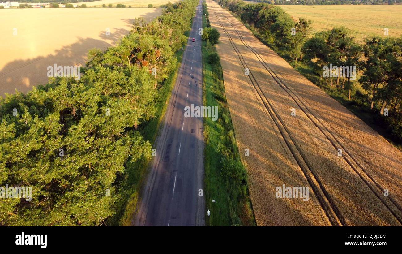 Drone flight sunset over wheat hi-res stock photography and images - Alamy
